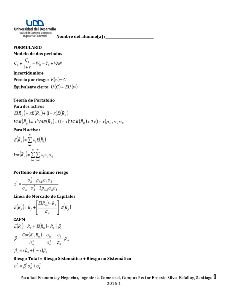 Formulario Finanzas II | PDF