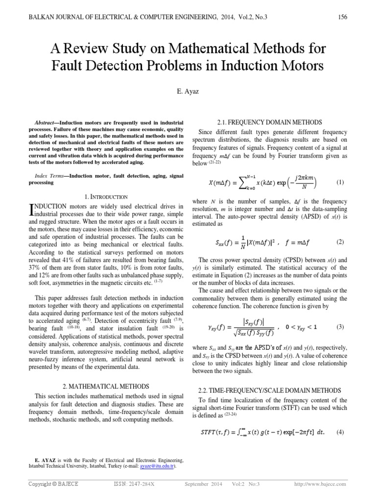 A Review Study On Mathematical Methods For Fault Detection Problems in ... A Review Study On Mathematical Methods For Fault Detection Problems in ...