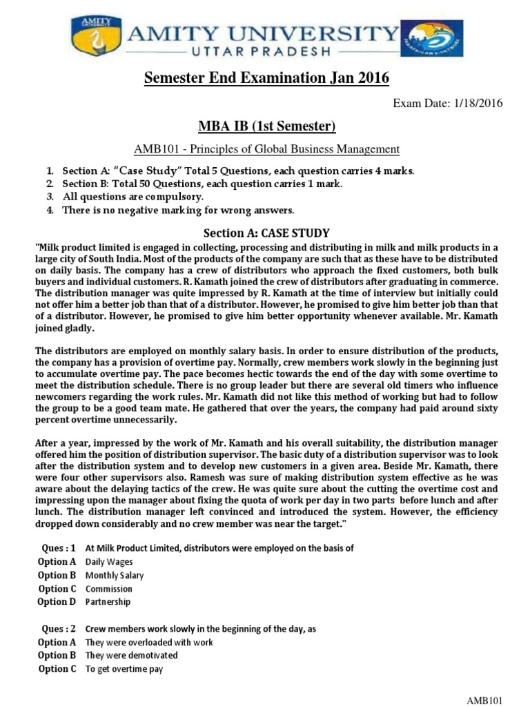 AMB101 - Principles of Global Business Management | PDF | Attitude ...