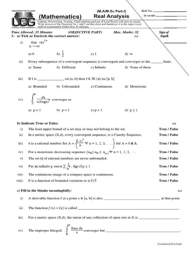 1 Real Analysis | PDF | Sequence | Continuous Function