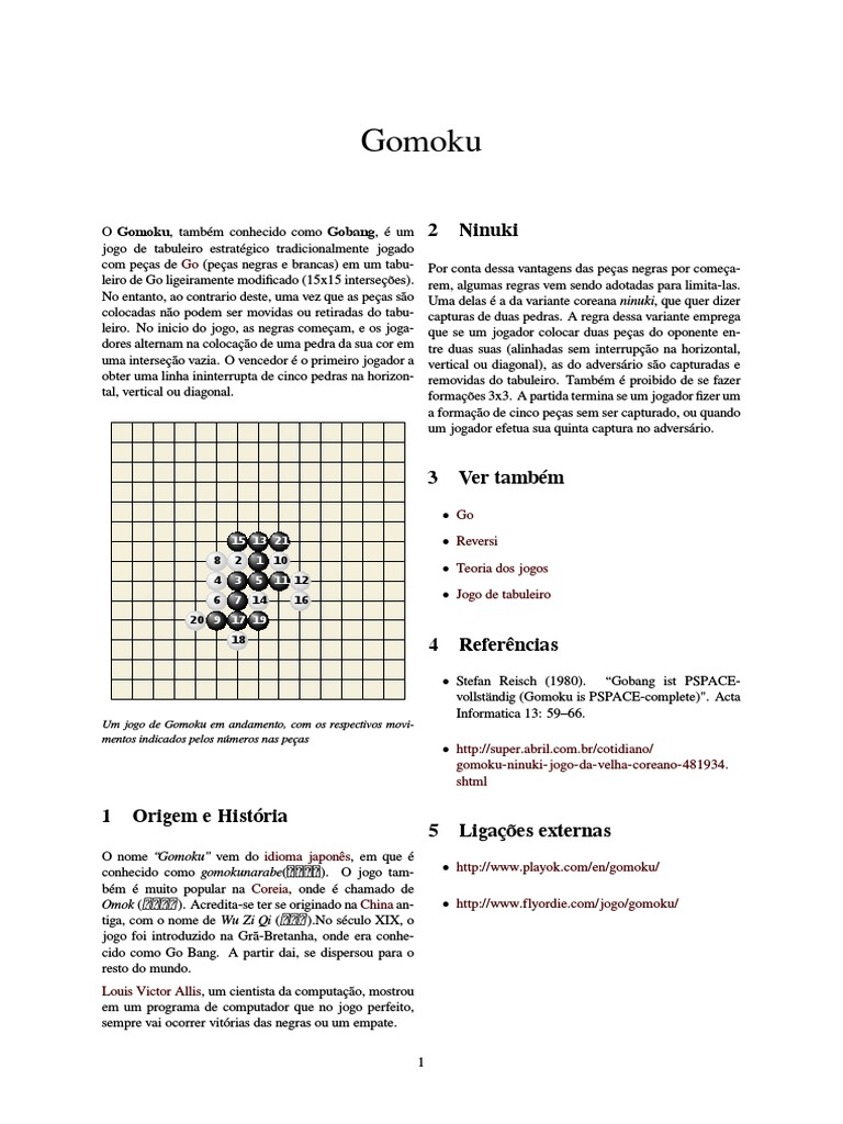 Gomoku | PDF | Atividades de lazer | Jogos tradicionais
