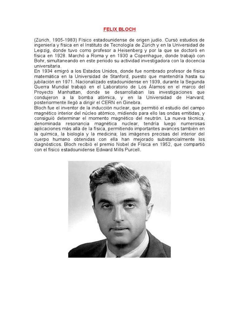Biografia de Felix Bloch | PDF