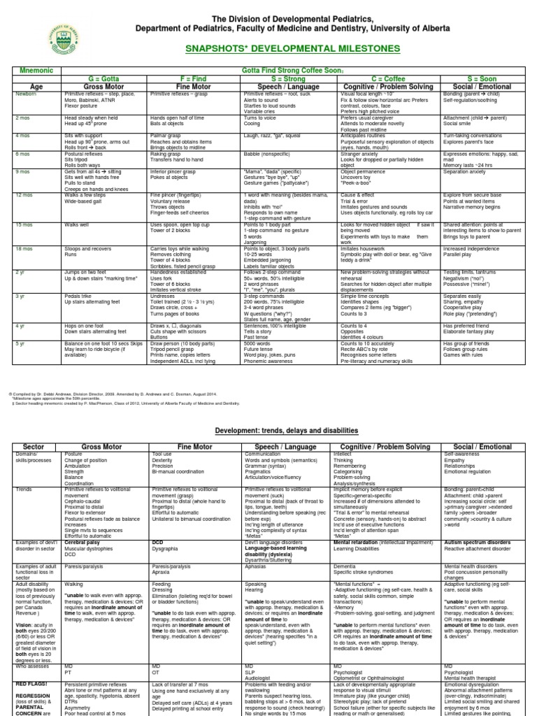 Developmental Milestones Chart | Attachment Theory | Mental Disorder