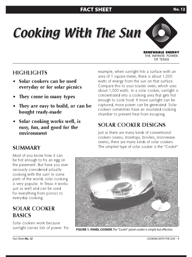 Cooking With The Sun | PDF | Kitchen Stove | Food And Drink Preparation