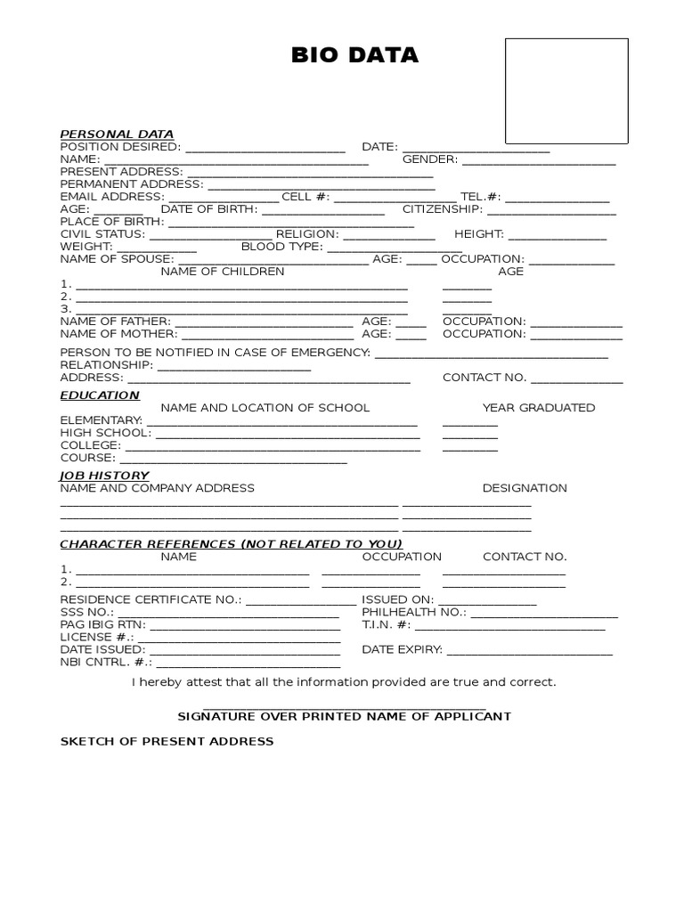 Security Guard Bio Data | PDF