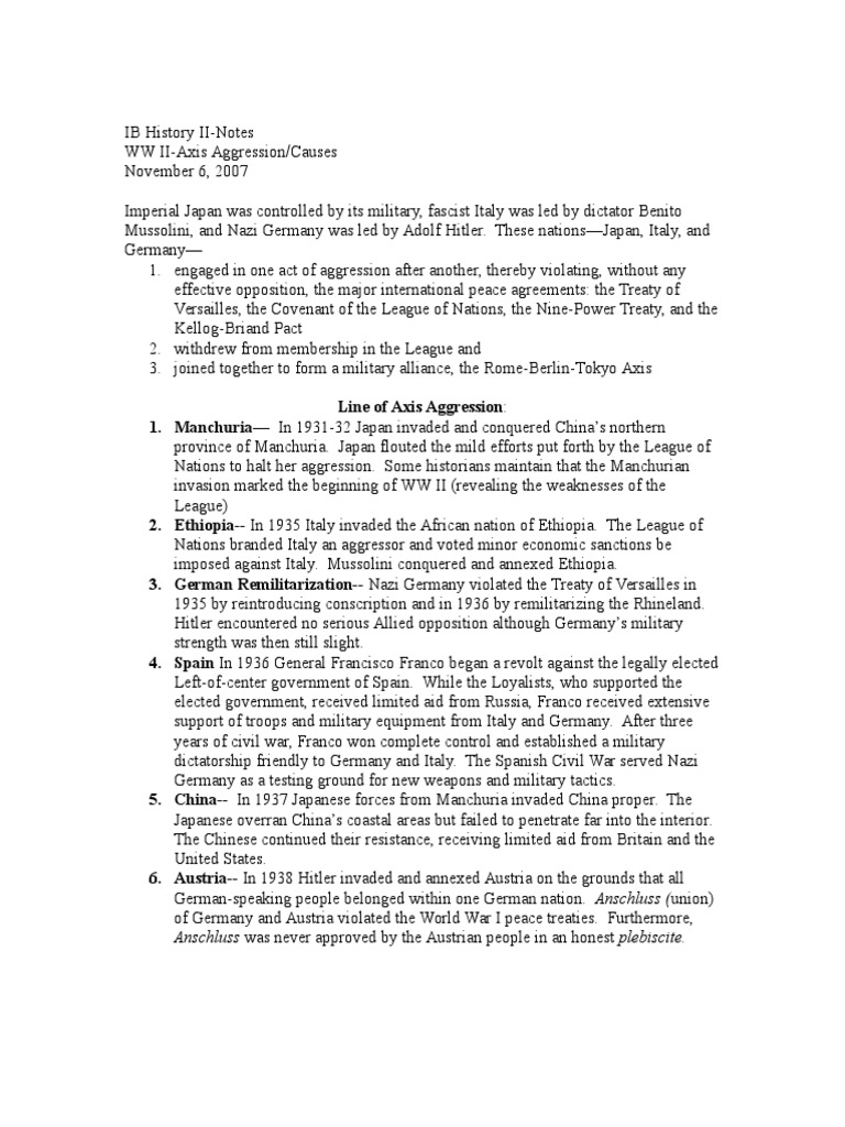 IB History II-WW II Notes | PDF | Nazi Germany | Politics Of World War II