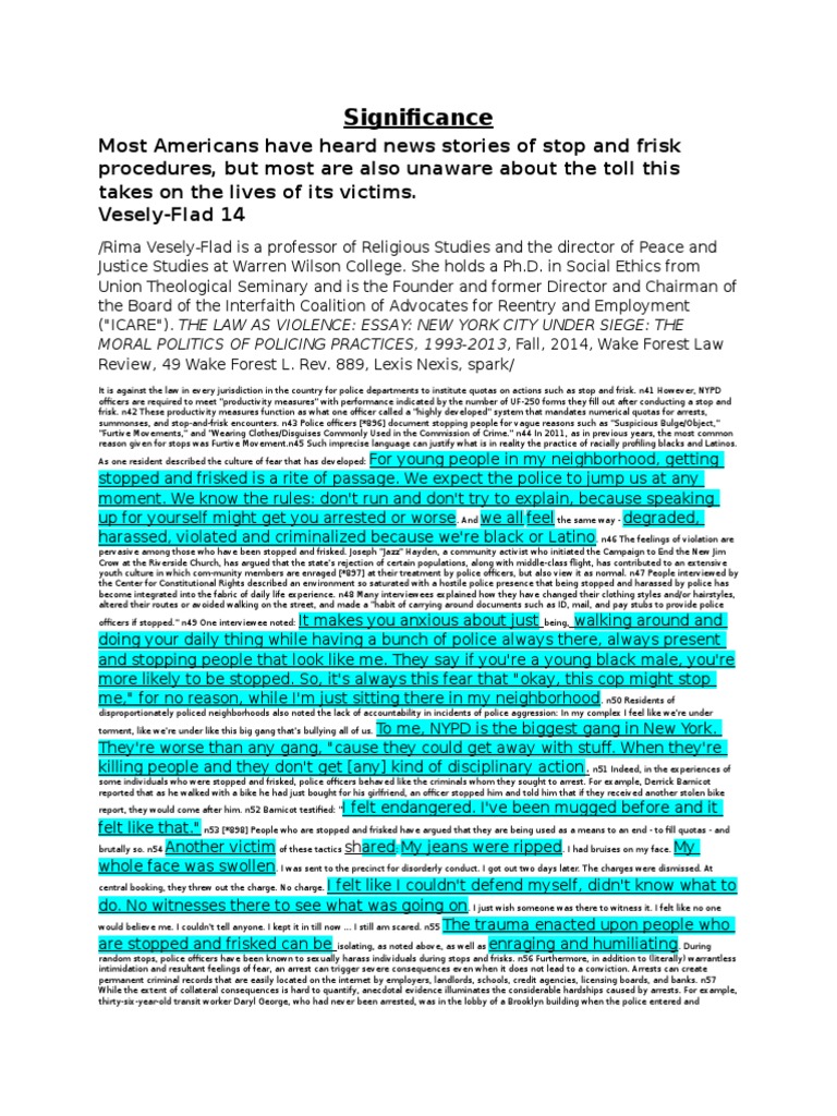 Stop and Frisk 1ac | PDF | Reasonable Suspicion | Stop And Frisk In New ...