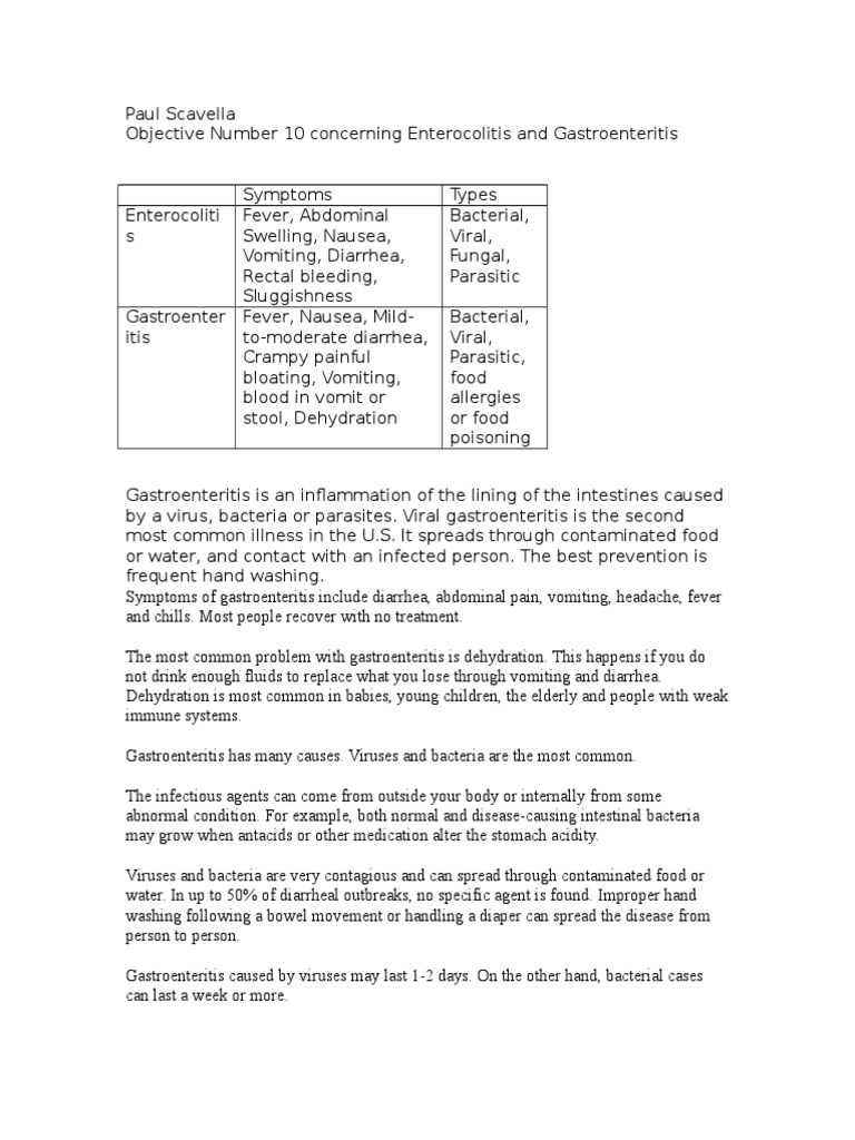 Gastroenteritis and Enterocolitis PBL Objectives | PDF | Foodborne Illness | Diarrhea