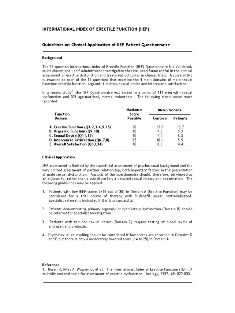 IIEF Questionnaire 15 PDF | PDF | Mating | Sexual Intercourse