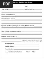 Detention Reflection Sheet | PDF