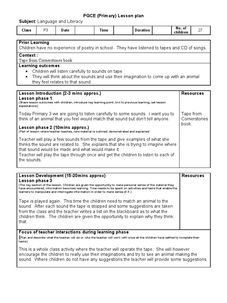 Poetry Lesson Plan 1 | PDF | Lesson Plan | Teachers