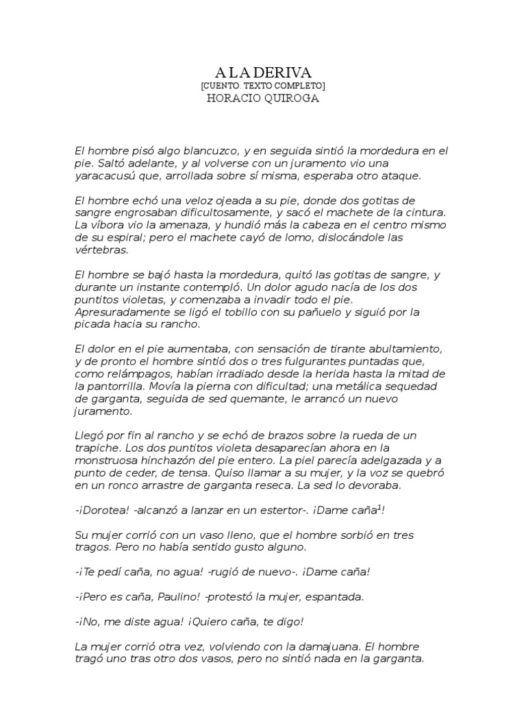 A la deriva: cuento completo de Quiroga | PDF | Naturaleza