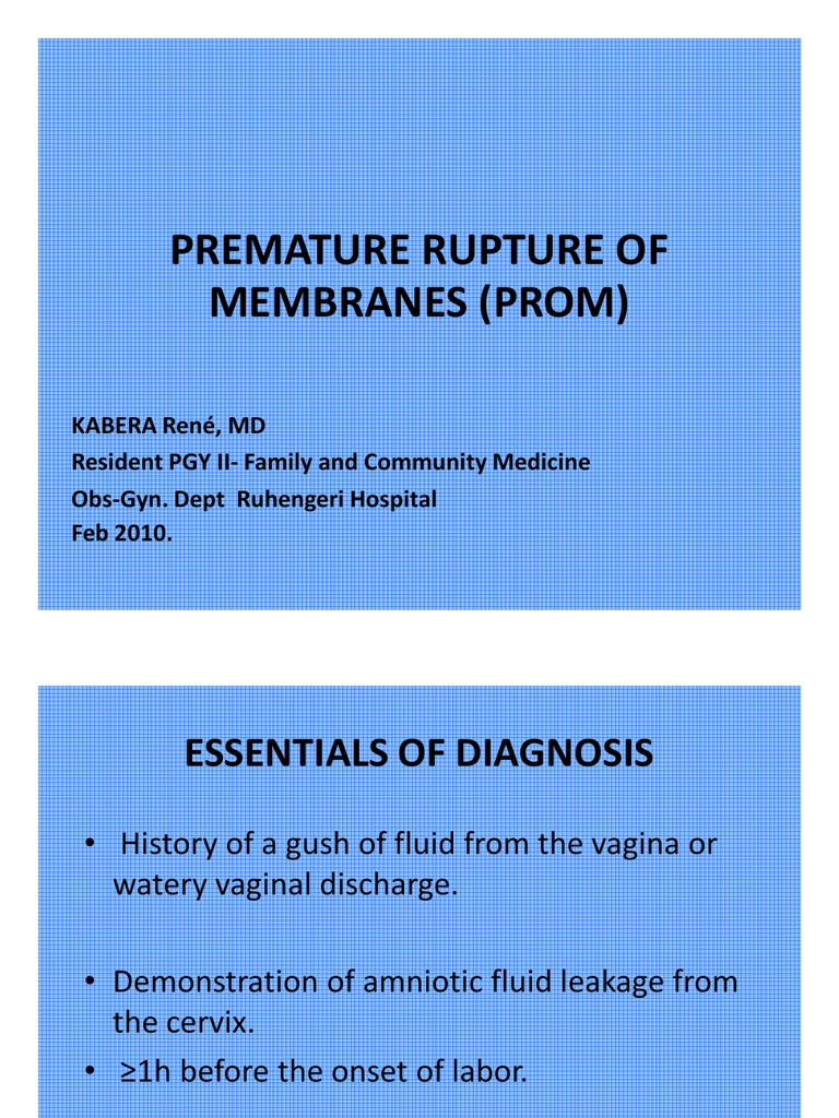 Premature Rupture of Membranes (Prom) | PDF | Preterm Birth | Human ...