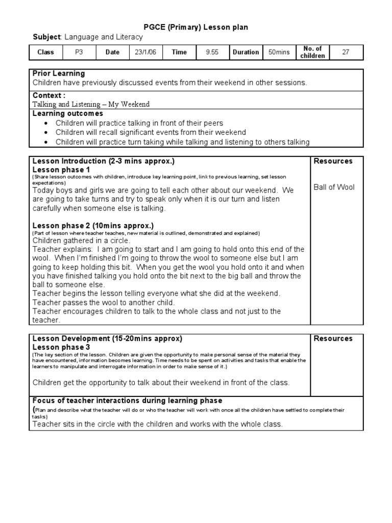 Circle Time Lesson Plan | PDF | Lesson Plan | Teachers
