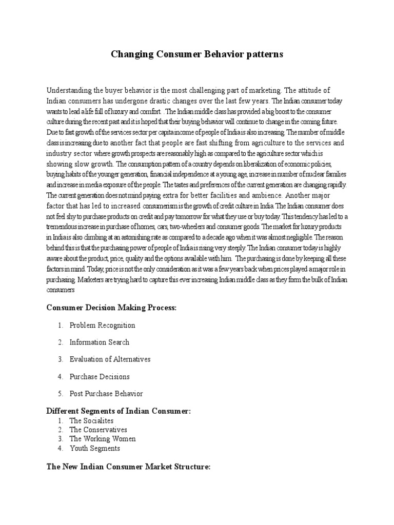 Changing Consumer Behaviour Patterns | PDF | Consumerism | Behavior