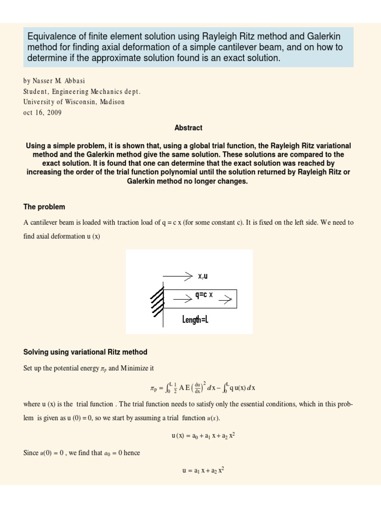 Compare Ritz To Galerkin | PDF | Finite Element Method | Applied Mathematics