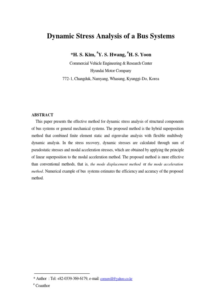 Dynamic Stress Analysis of A Bus Systems | PDF | Stress (Mechanics ...