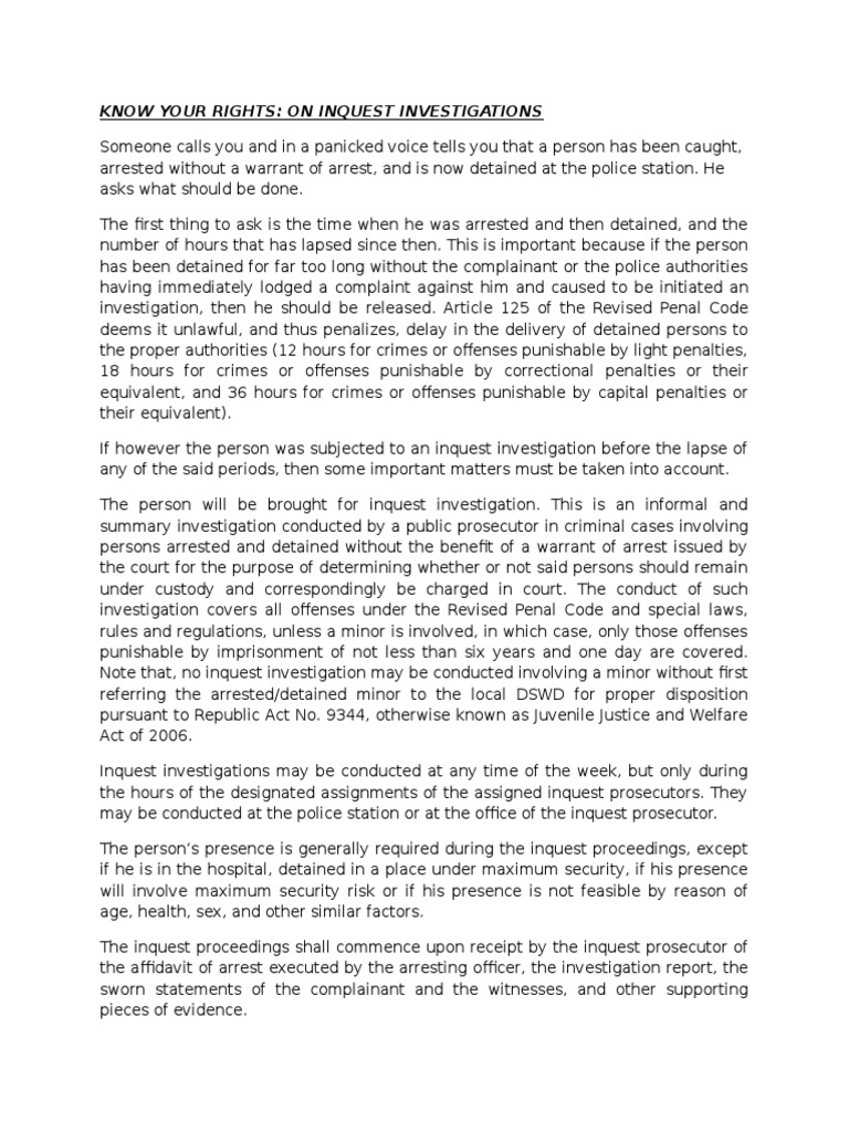 Inquest Proceedings.doc | Arrest | Crimes