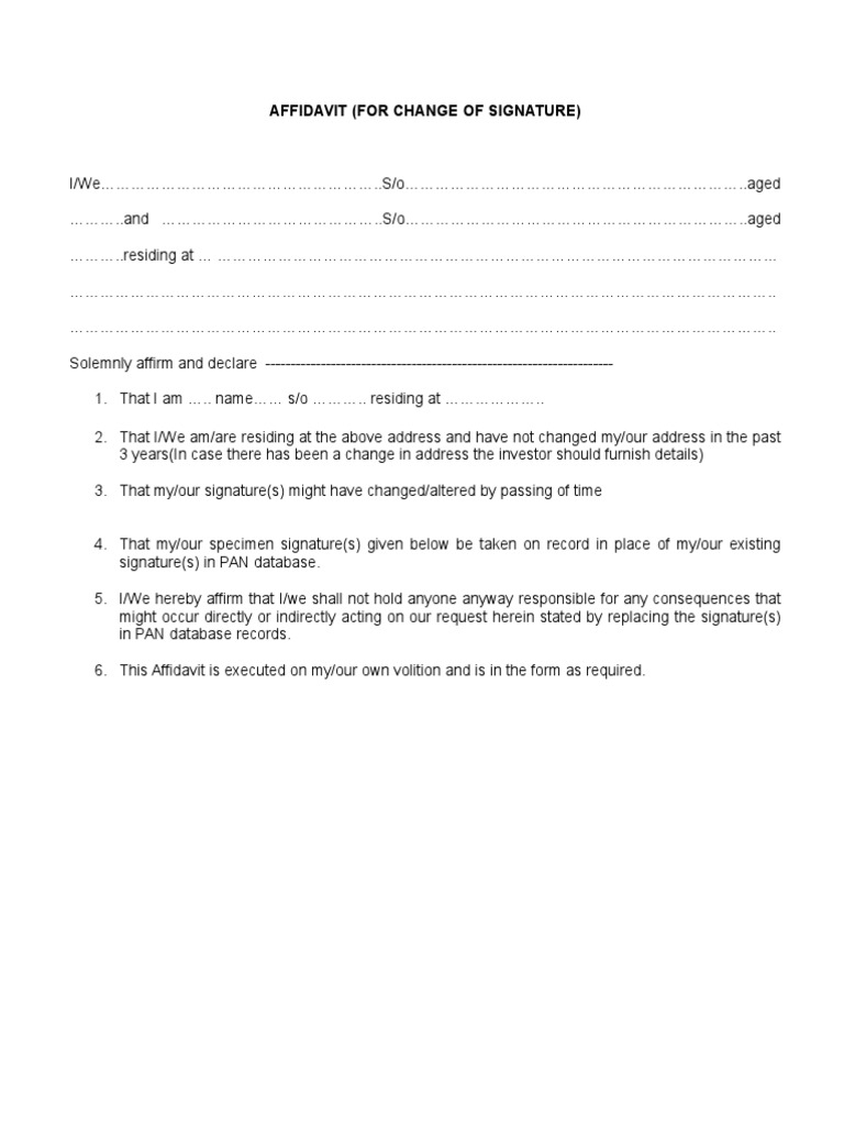Affidavit For Change of Signature | PDF | Government Information ...