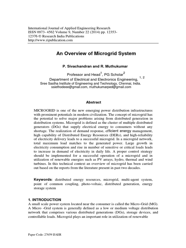 Overview of Microgrid System | PDF | Distributed Generation | Electrical Grid