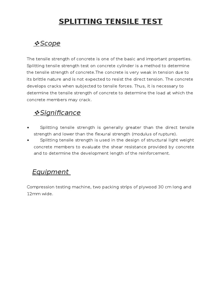 Split Tensile Test | PDF | Ultimate Tensile Strength | Strength Of ...