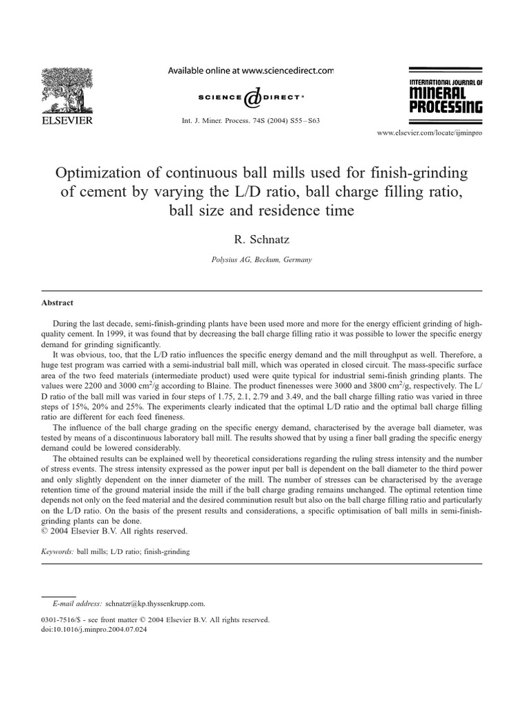 Optimization of Continuous Ball Mills | PDF | Mill (Grinding) | Nature