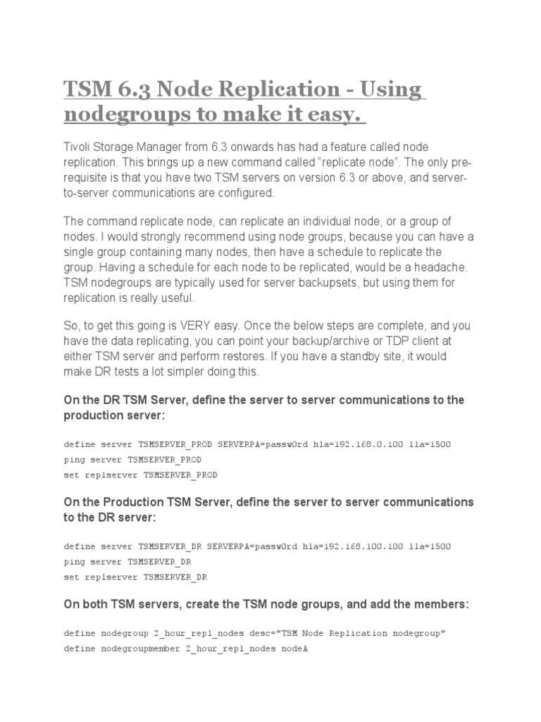 TSM 6.3 Node Replication Guide | PDF