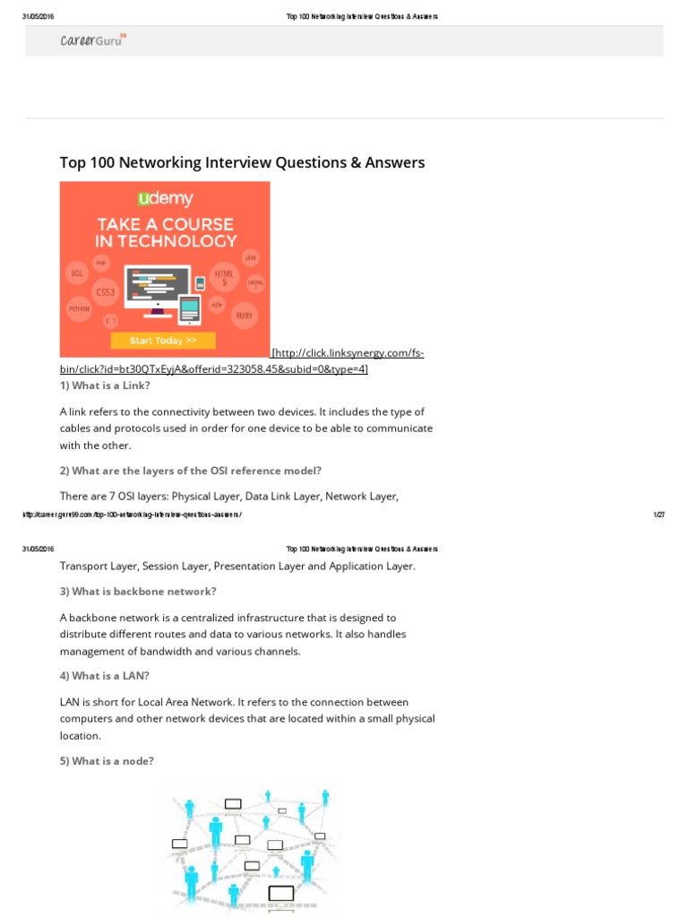 Top 100 Networking Interview Questions & Answers | PDF Top 100 Networking Interview Questions & Answers | PDF