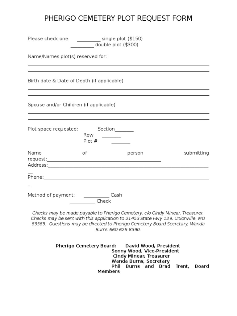 Pherigo Plot Request Form | PDF