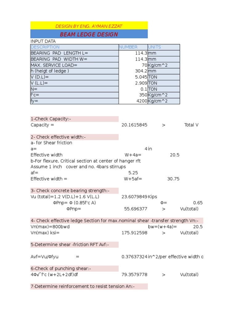 Beam Ledge Design by Us Units | PDF | Science & Mathematics