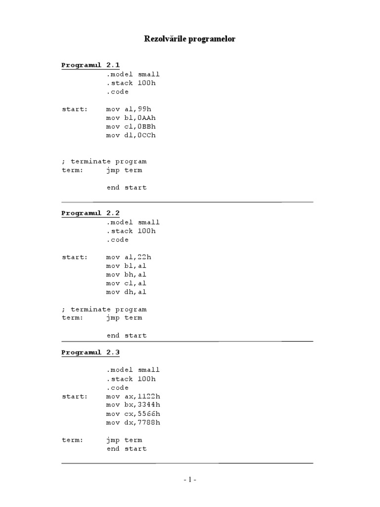 Assembly Language Program Examples | PDF