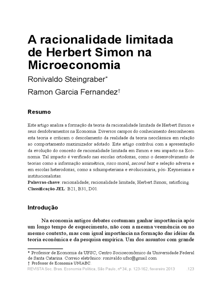 A Racionalidade Limitada | PDF | Racionalidade | Economia