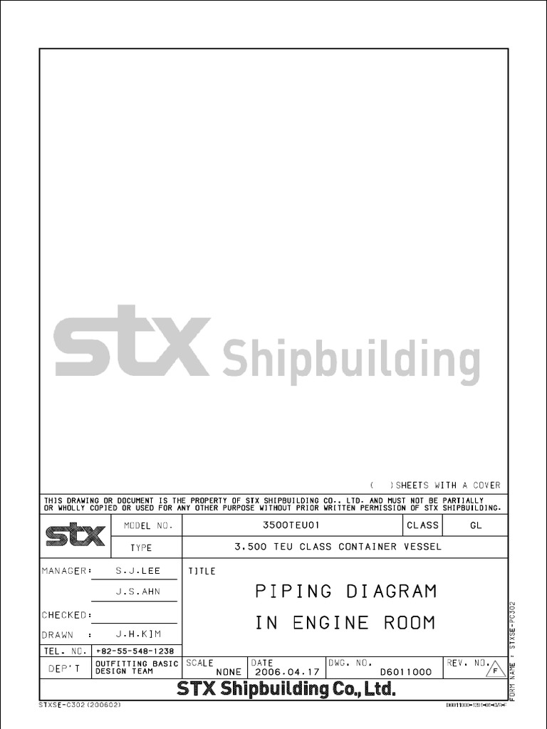 (Drawing) Piping Diagram in Engine Room (S1201) (02) Rev.1 PDF | PDF