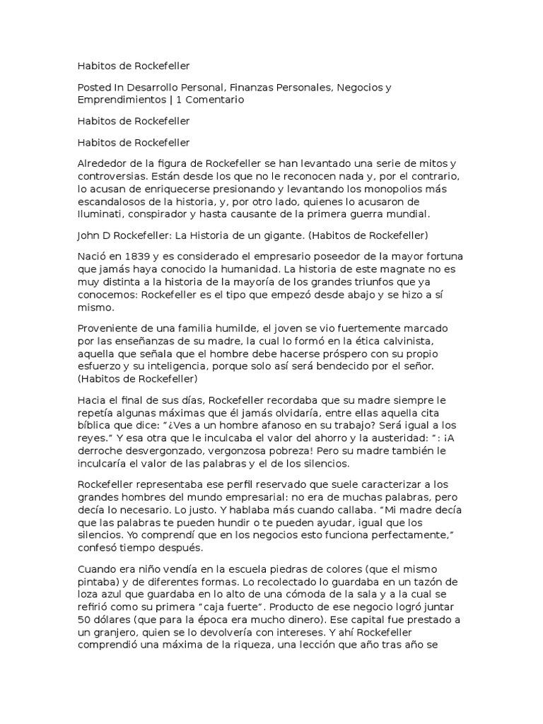 Habitos de Rockefeller | PDF | John D. Rockefeller | Aceite estándar