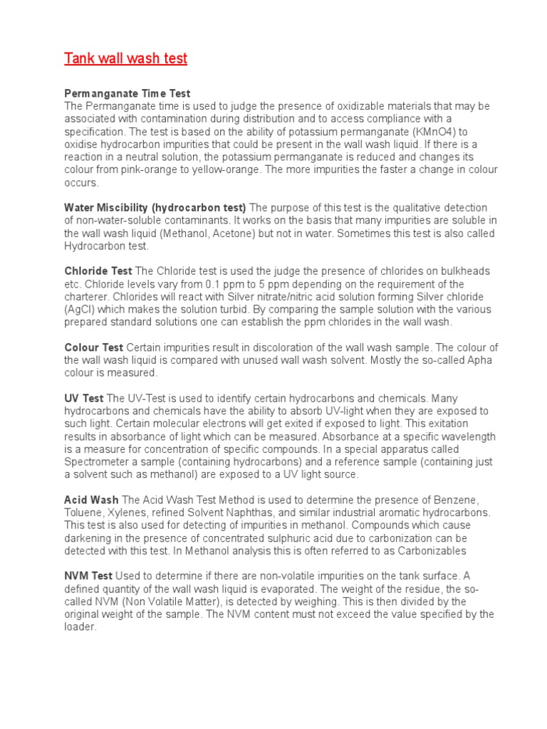 Tank Wall Wash Test | PDF | Nitric Acid | Silver