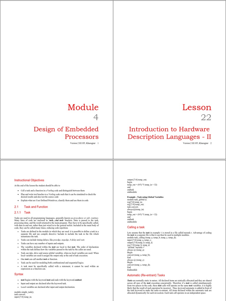 Hardware Descriptive Languages 2 Pdf Subroutine Parameter Computer Programming 