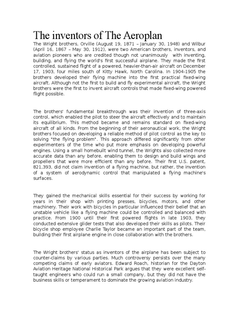 Wright Brothers: Pioneers of Flight | PDF | Wright Brothers | Aircraft