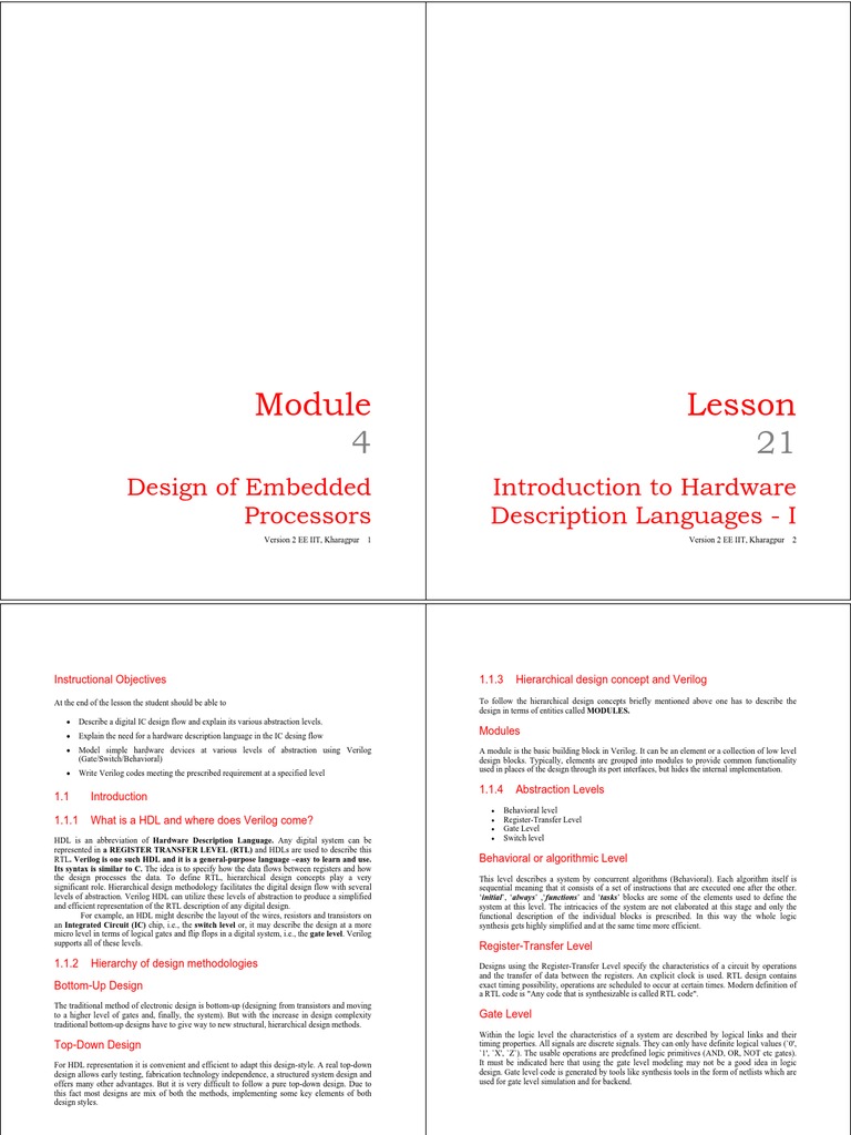 Hardware Descriptive Languages | PDF | Hardware Description Language ...