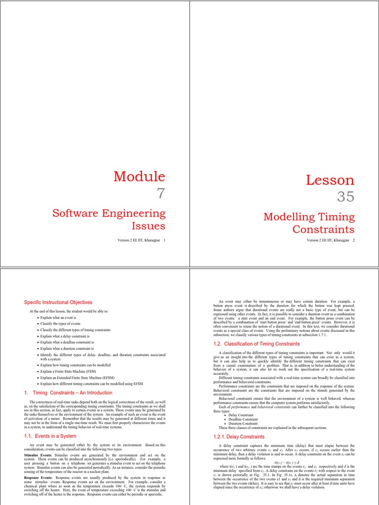 Modelling Timing Constraints Pdf Real Time Computing System
