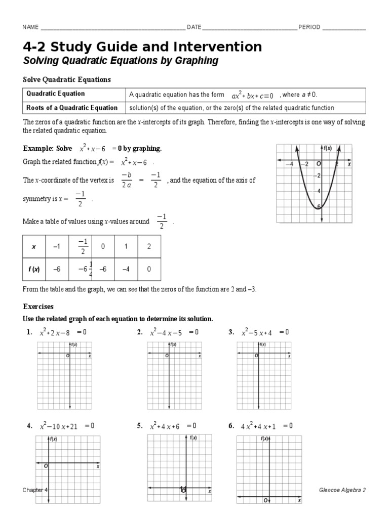Solving Quadratic Equations by Graphing | PDF