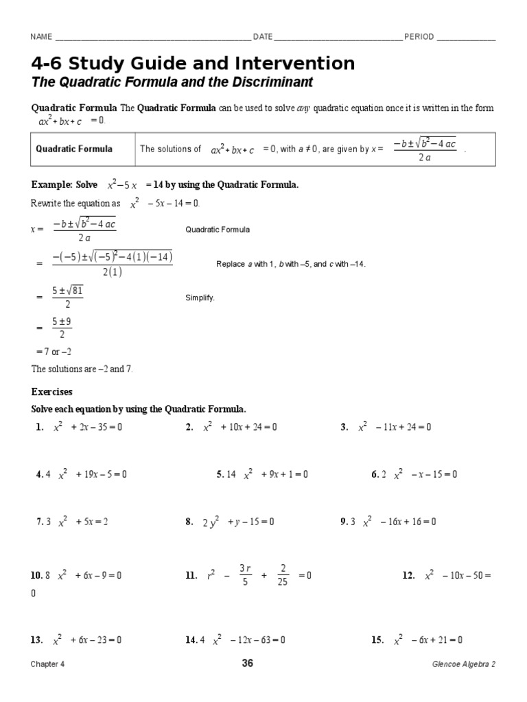 8 - The Quadratic Formula and The Discriminant | PDF | Teaching Methods ...