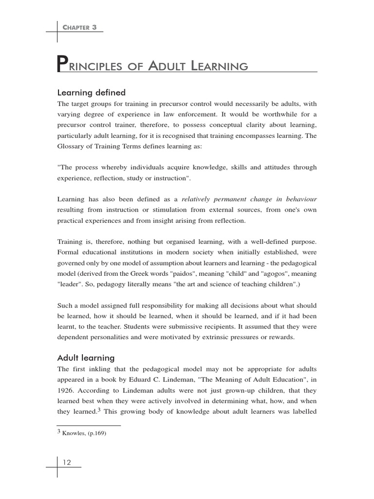Principles of Effective Training: Understanding Adult Learning, the ...