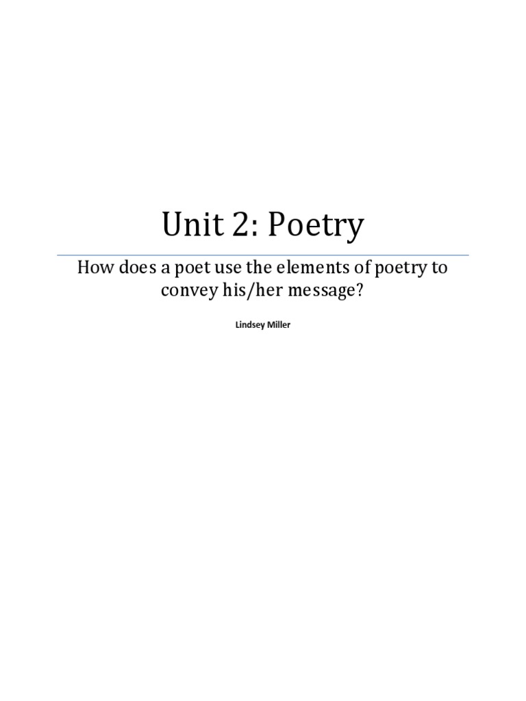 Middle School Poetry Unit Overview | PDF | Rhyme | Poetry