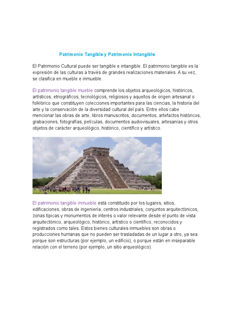 Patrimonio Cultural: Tangible e Intangible | PDF | Arqueología | Bienes ...