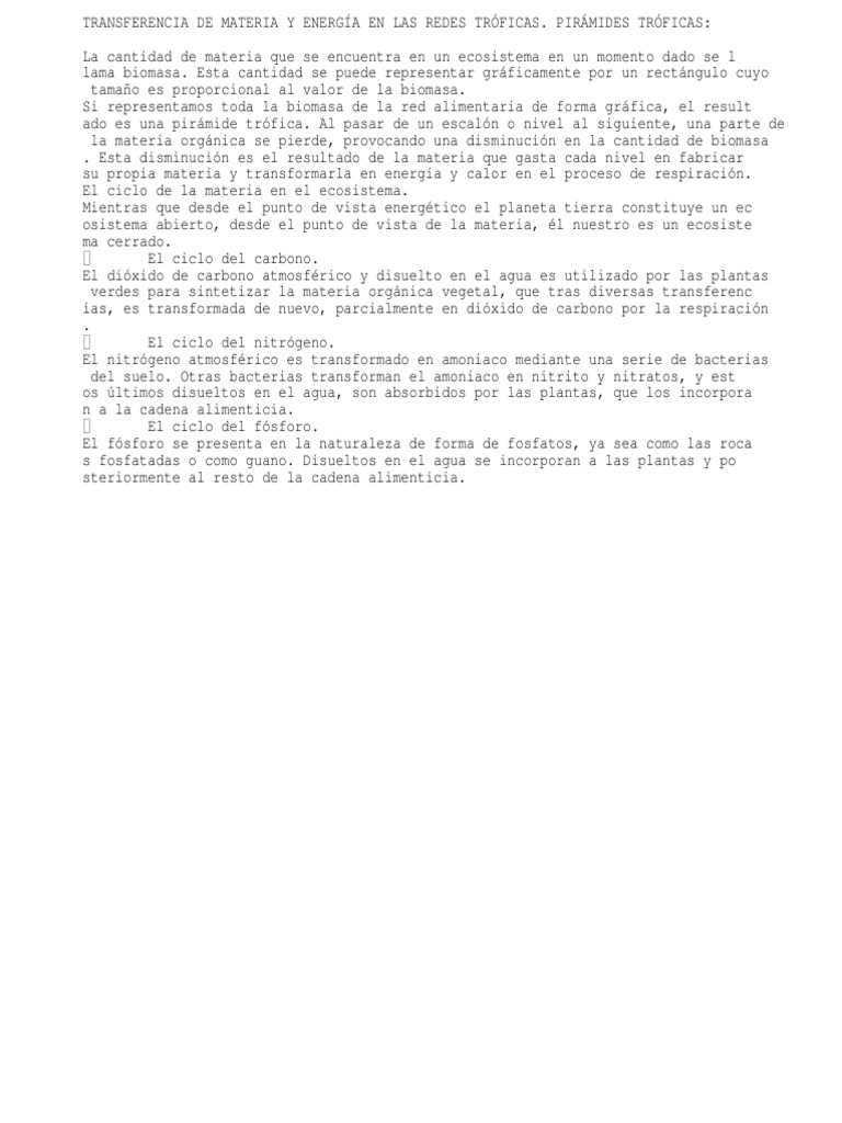 Transferencia de Materia y Energía en Las Redes Tróficas. Pirámides ...