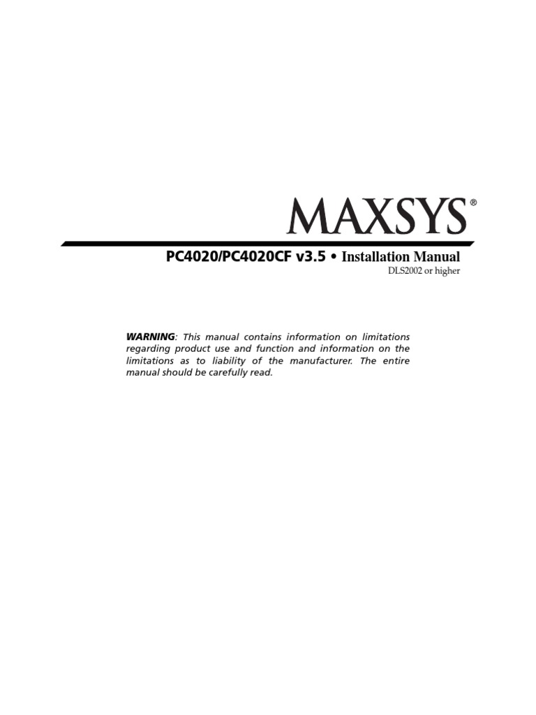 Maxsys PC4020 V3.5 - Manual Instalare PDF | PDF | Damages | Security Alarm