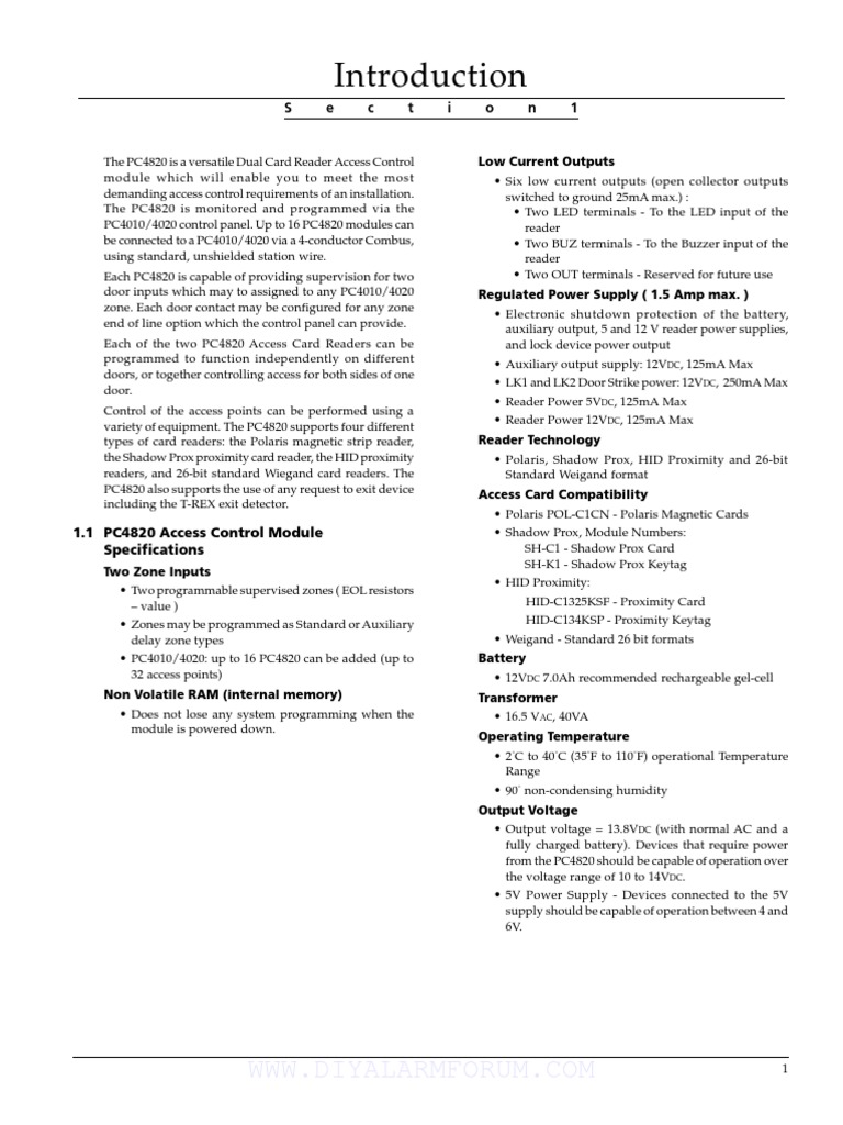 Maxsys PC4820 - Manual Instalare PDF | PDF | Access Control | Power Supply