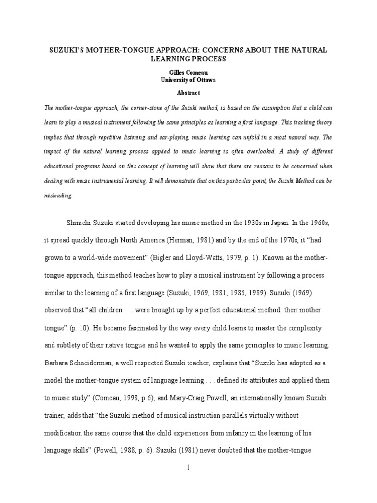 Natural Learning Process Article | PDF | Music Education | Learning