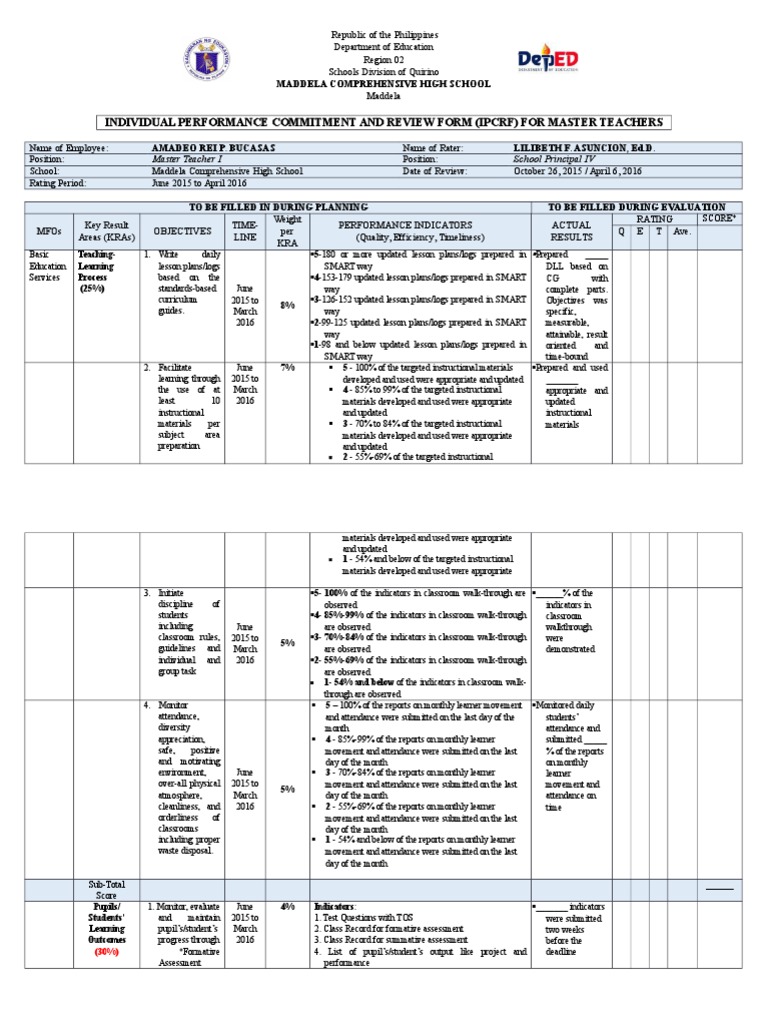 RPMS For Master Teacher Edited April 8 2016 | Download Free PDF ...