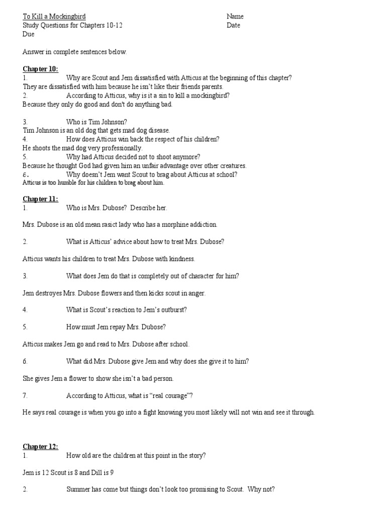 Gctkamstudyqschap10 12 Leifnoren | PDF | To Kill A Mockingbird